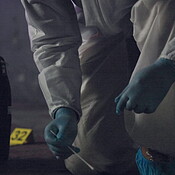 Person, number and forensic on crime scene, investigation and accident ...