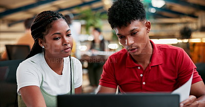 University, students and friends learning on laptop together for ...