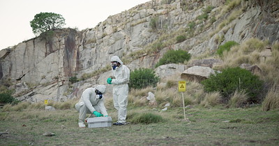 Crime scene, people and outdoor for forensic investigation, evidence ...