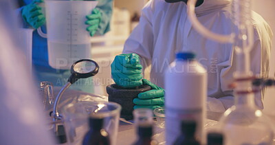 Person, scientist and laboratory experiment for research investigation ...