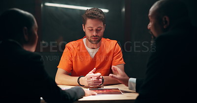 Investigation, man and arrest crime evidence for statement of murder ...