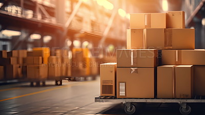 Logistics, delivery and box with bubble wrap on floor for ecommerce ...