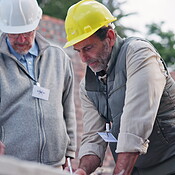 Contractors, talk and meeting for project in house, design plan and ...