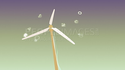 Illustration, windmill and renewable energy for electricity ...