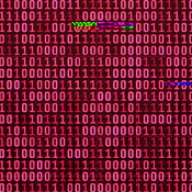 Hacking, server and coding with data transfer on digital for binary code, programming security ...