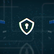 Server, tech and process of cybersecurity, lock and overlay of interface, programming and system ...