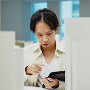 Japanese, man and architecture with building model for floor plan ...