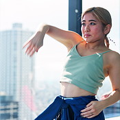 Japanese woman, rehearsal and dance studio for practice, training and ...
