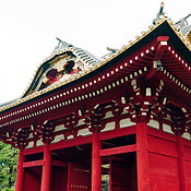 City, gate and Daitokuin Temple in Tokyo with landmark, buildings and ...