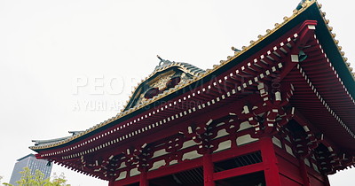 City, gate and Daitokuin Temple in Tokyo with landmark, buildings and ...