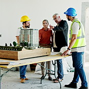 Construction, building model and meeting with architecture ...