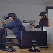 Rage room, anger and people with computer smash for stress relief ...