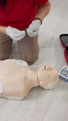 Hands, resuscitation and first aid training with equipment for teaching ...