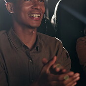 Applause, movie and happy man in cinema audience for premiere and ...